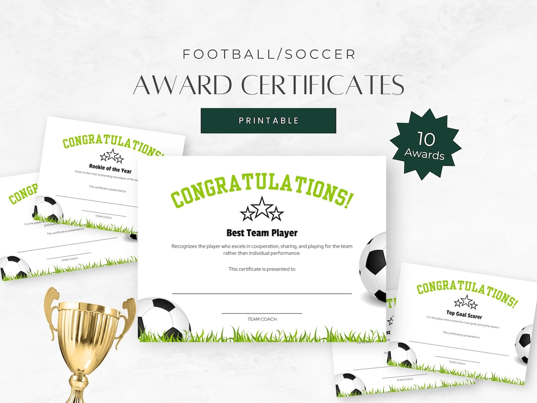 Printable Soccer Certificates, End of Season Football Award Certificate ...