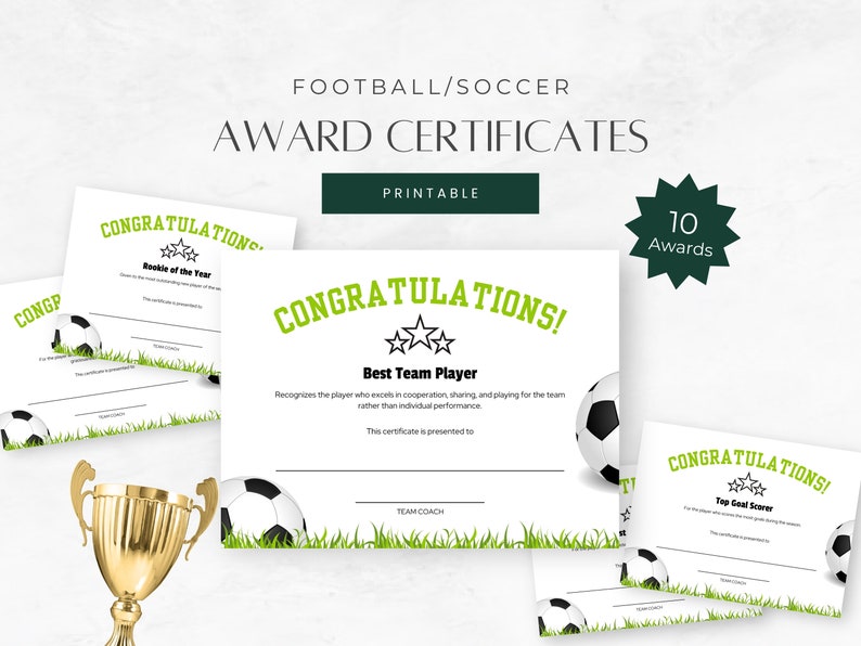 Printable Soccer Certificates, End of Season Football Award Certificate ...
