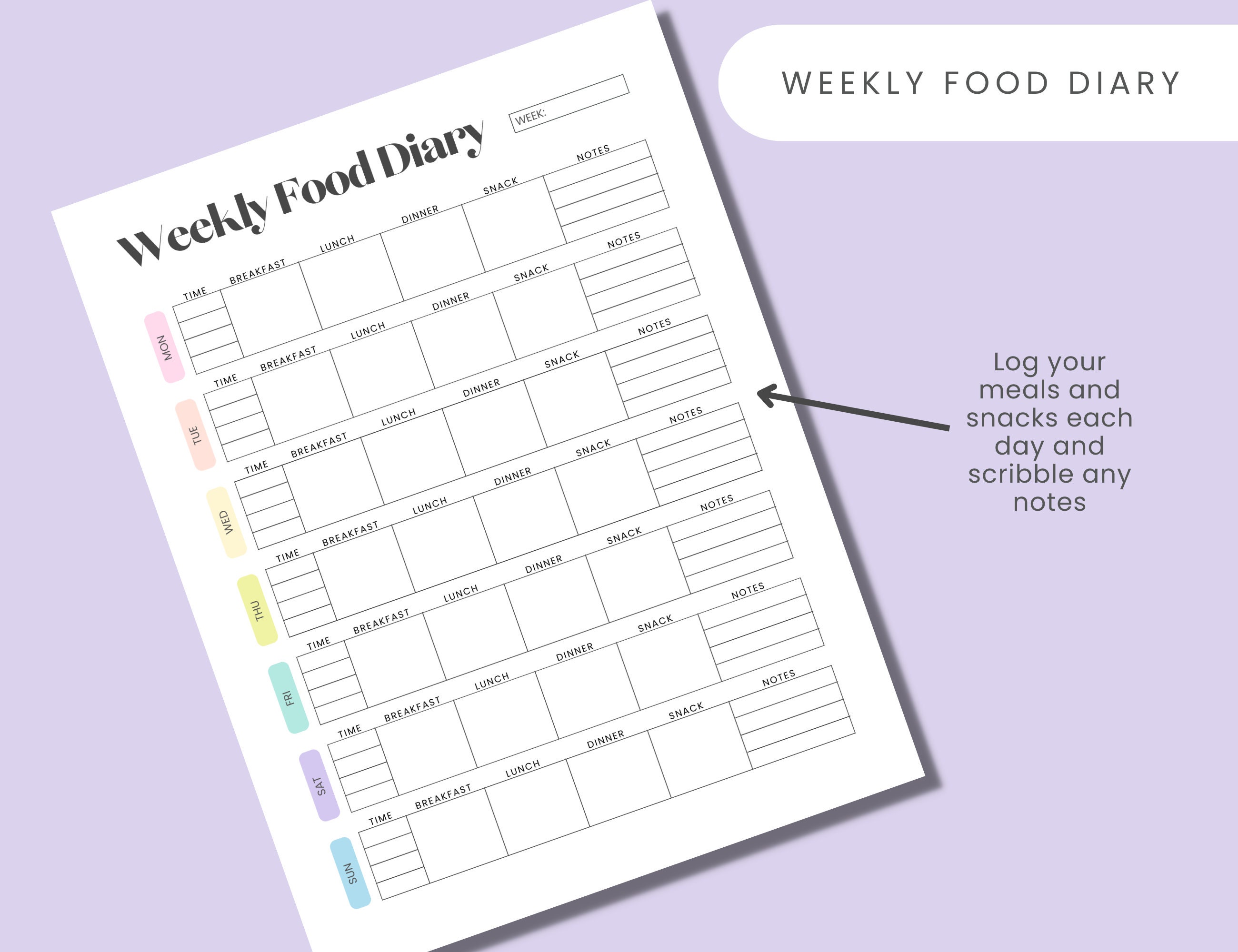 Printable Food Diary Bundle Daily Food Journal Calorie and - Etsy