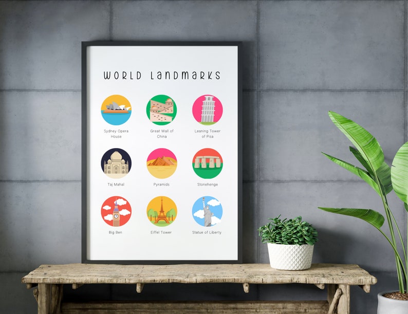 World Landmark Educational Printable for Kids, INSTANT DOWNLOAD ...