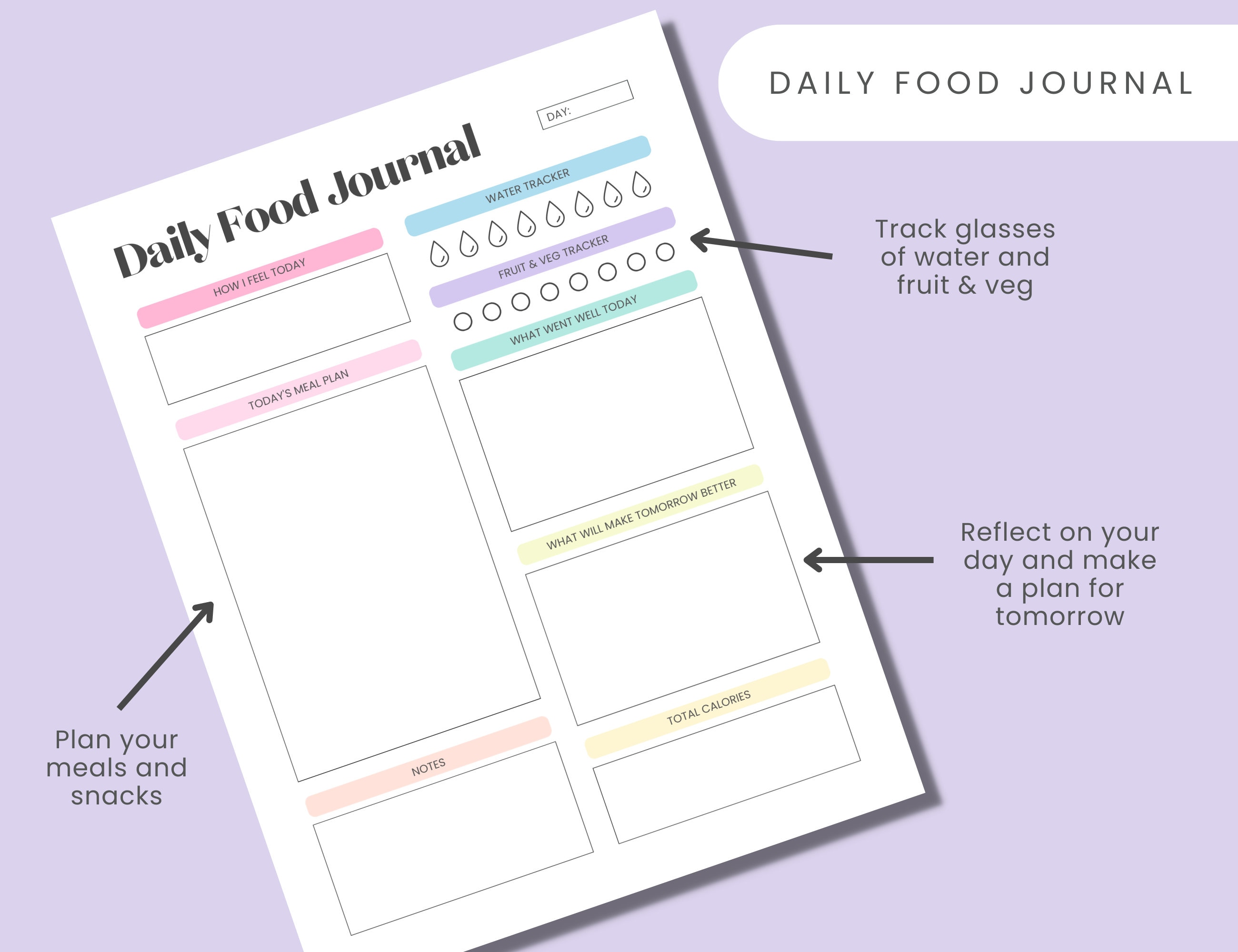 Printable Food Diary Bundle Daily Food Journal Calorie and - Etsy