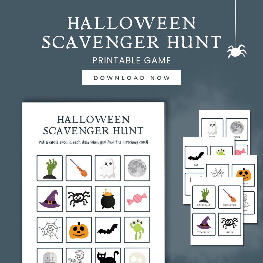 Halloween Scavenger Hunt for Kids, INSTANT DOWNLOAD, Halloween Party ...