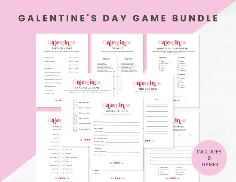 Galentine's Day Printable Games Bundle DIGITAL DOWNLOAD - Etsy