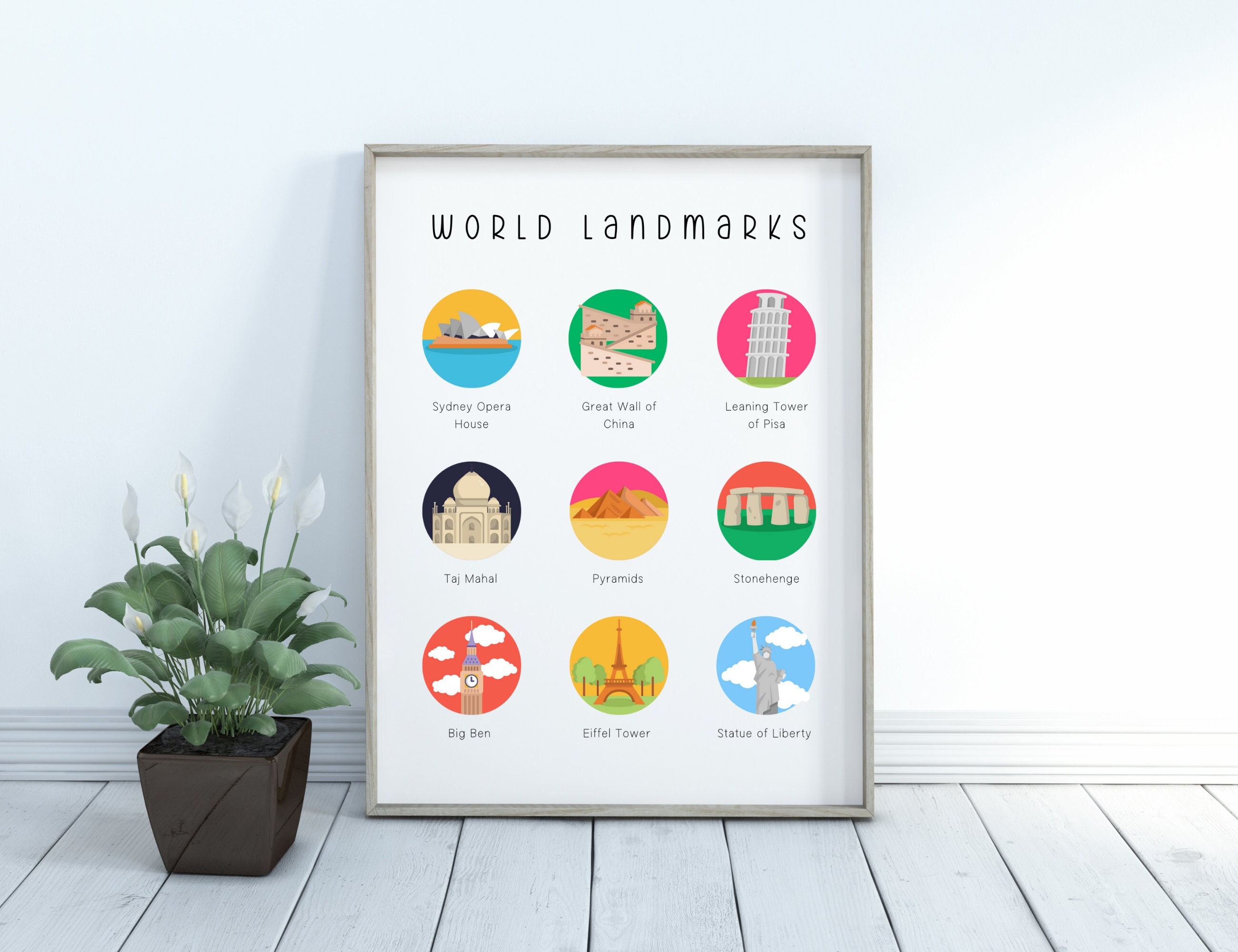 World Landmark Educational Printable for Kids, INSTANT DOWNLOAD ...