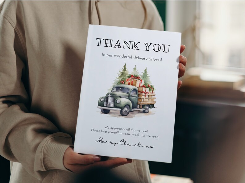 Printable Thank You for Delivery Drivers, Christmas Delivery Driver ...