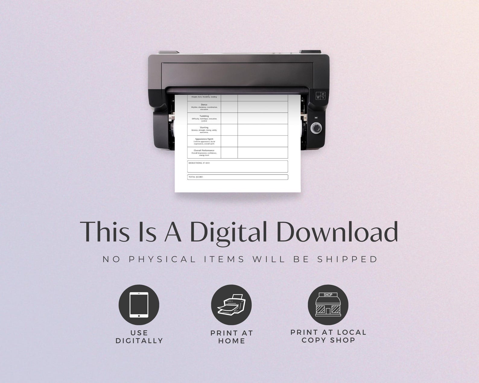 Cheerleading Tryout Score Sheet, Judges Score Card, Printable Judging ...
