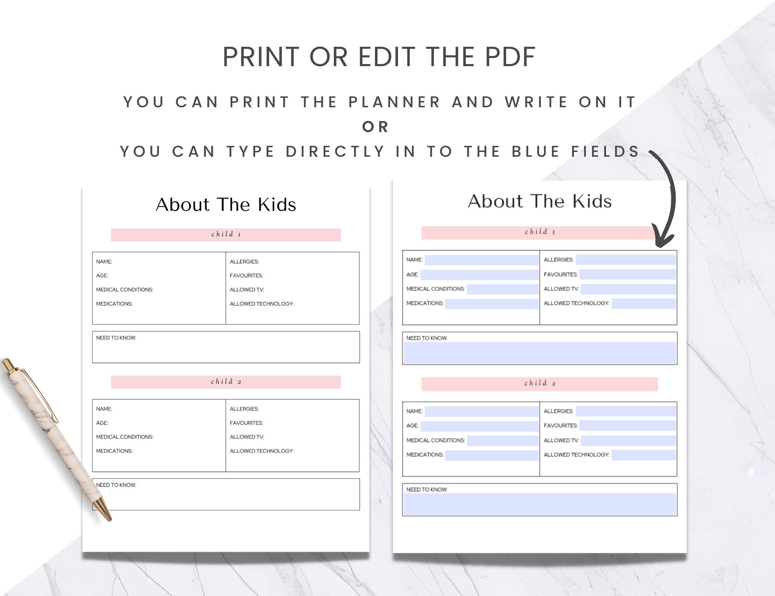 Pink Babysitter Guide, EDITABLE PDF, Nanny Notes, Babysitter Planner ...