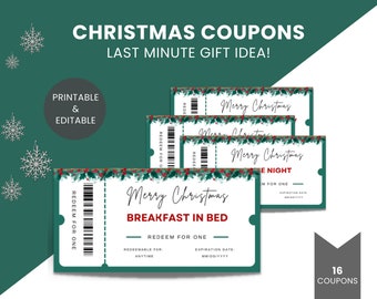 Christmas Coupon Book Printable Template, Gift Idea, Editable Blank ...