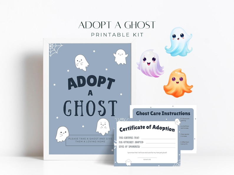 Adopt A Ghost Certificate and Sign, Printable Party Favour, Halloween ...