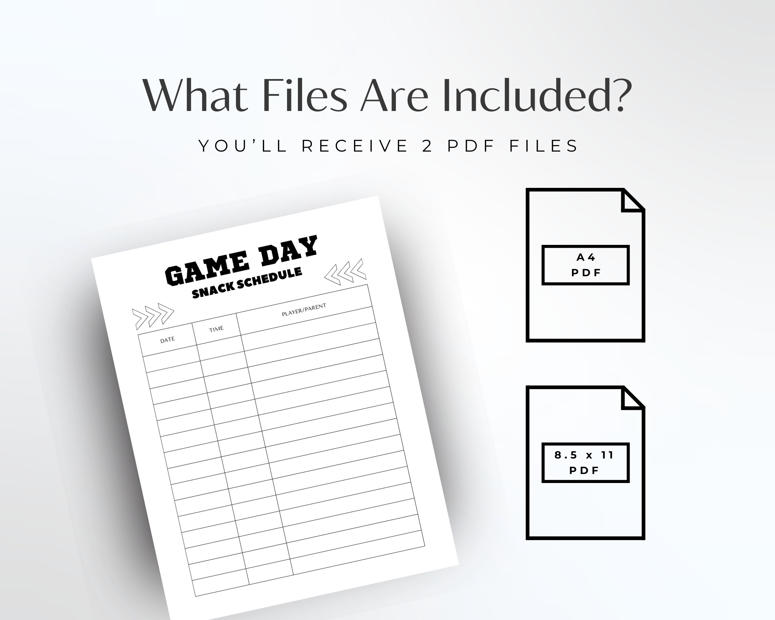 Game Day Snack Sign up Sheet, Team Mom Printable Schedule for Game Day ...