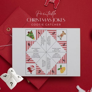 Christmas Jokes Cootie Catcher, Printable Paper Fortune Teller, Festive ...
