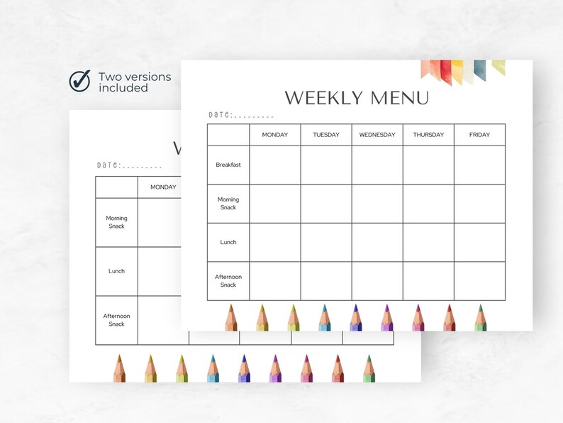 Editable Weekly Daycare Menu, Printable Preschool Meal Planner ...