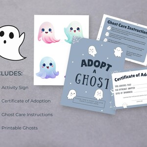 Adopt A Ghost Certificate and Sign, Printable Party Favour, Halloween ...