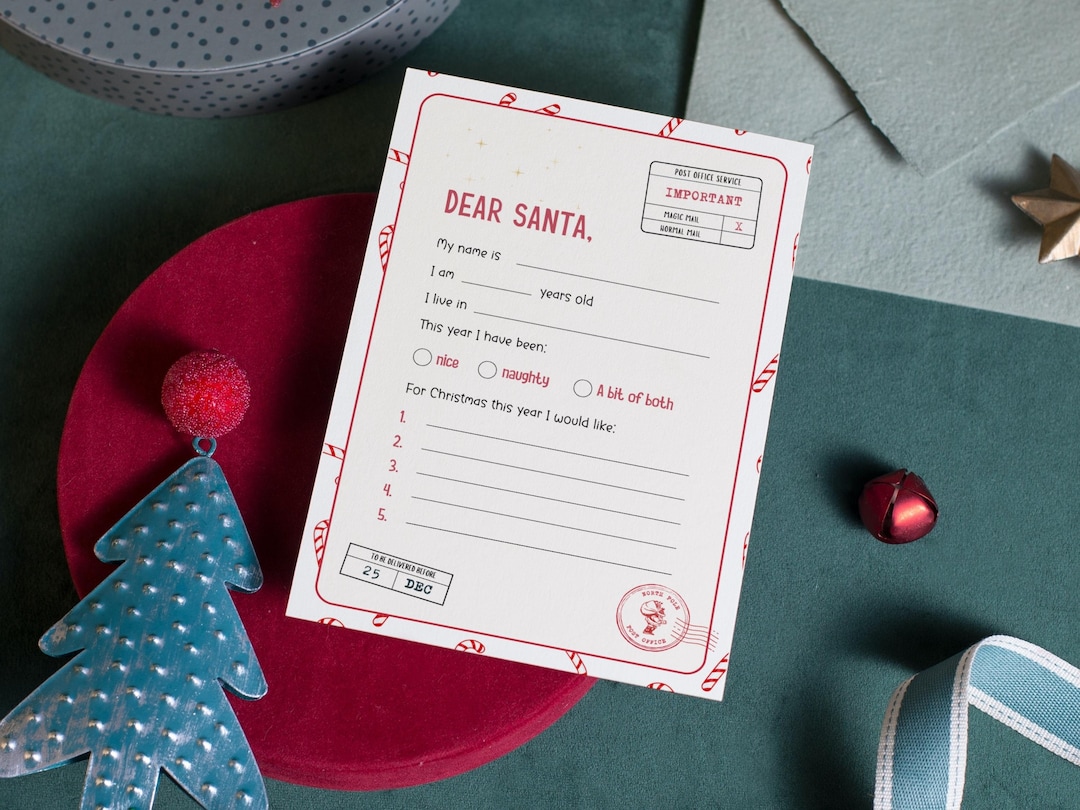 Printable Letter to Santa From Child, Christmas Wishlist, Kids Letter ...