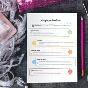 Printable Cell Phone Contract, Mobile Phone Agreement for Kids, First ...