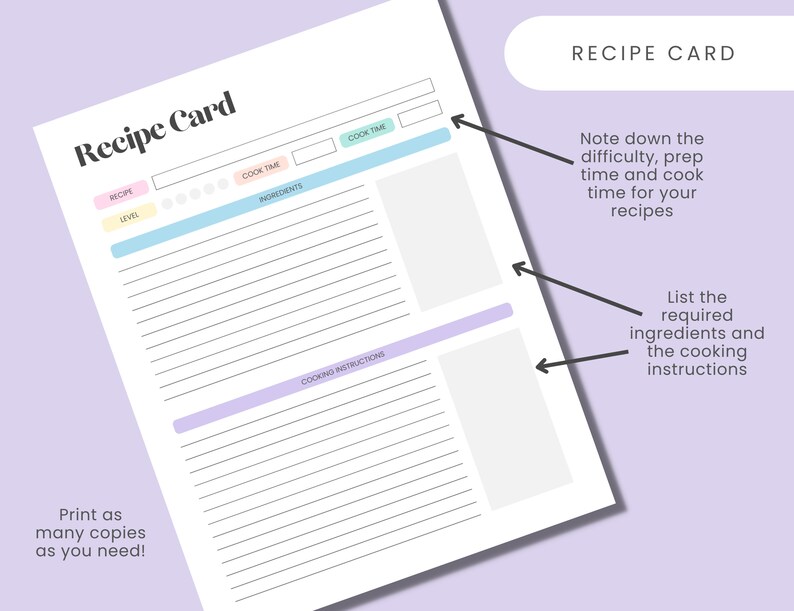 Recipe Card Template Bundle INSTANT DOWNLOAD Blank Recipe - Etsy