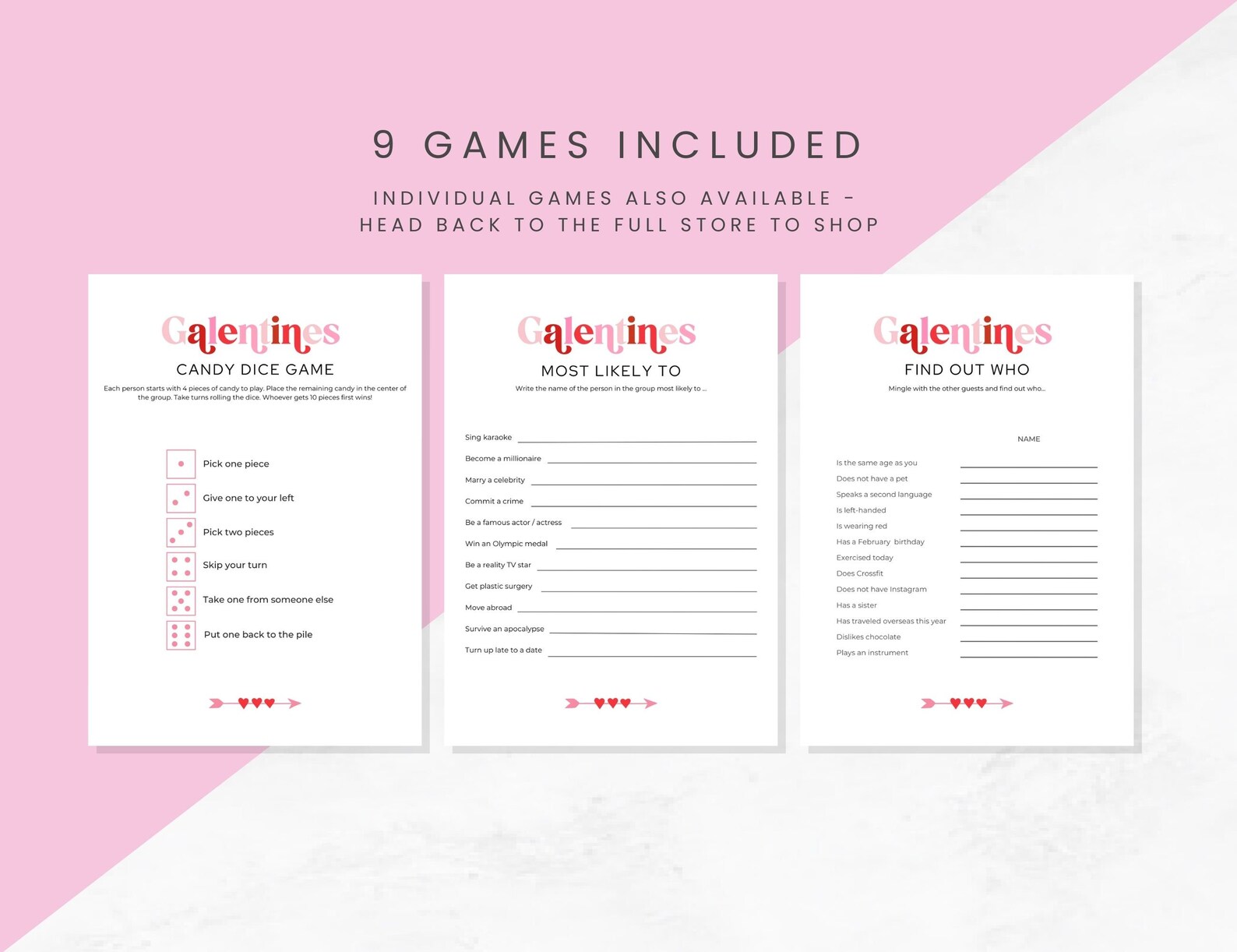 Galentine's Day Printable Games Bundle, DIGITAL DOWNLOAD, 9 X Galentine ...