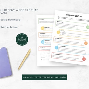 Printable Cell Phone Contract, Mobile Phone Agreement for Kids, First ...