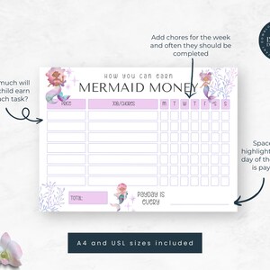Mermaid Chore Chart for Kids Printable Daily Responsibility - Etsy