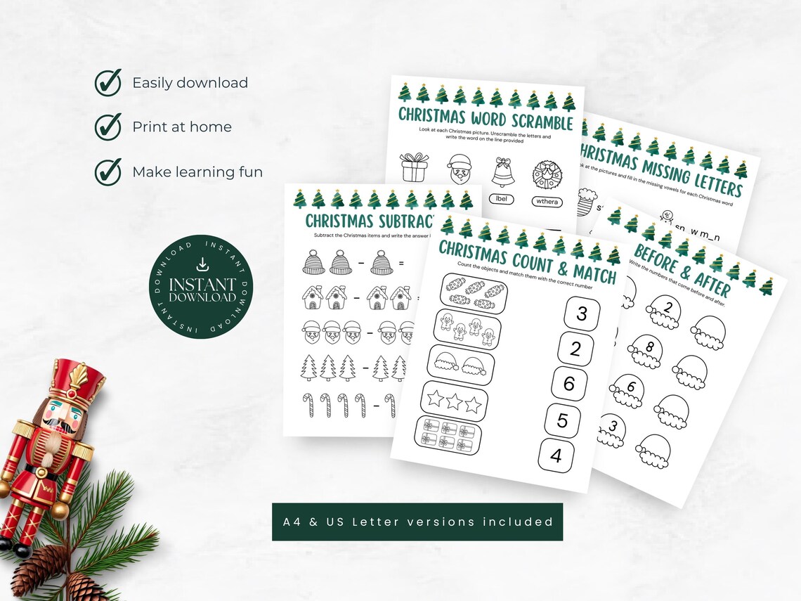 30 Printable Christmas Kids Activities, Fun Christmas Worksheets ...