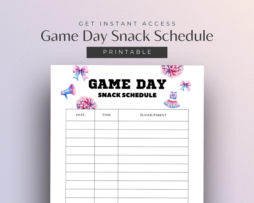 Cheerleading Game Day Signs, Snack Sign up Sheet, Cheer Mom Template ...