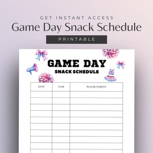 Cheerleading Game Day Signs, Snack Sign up Sheet, Cheer Mom Template ...