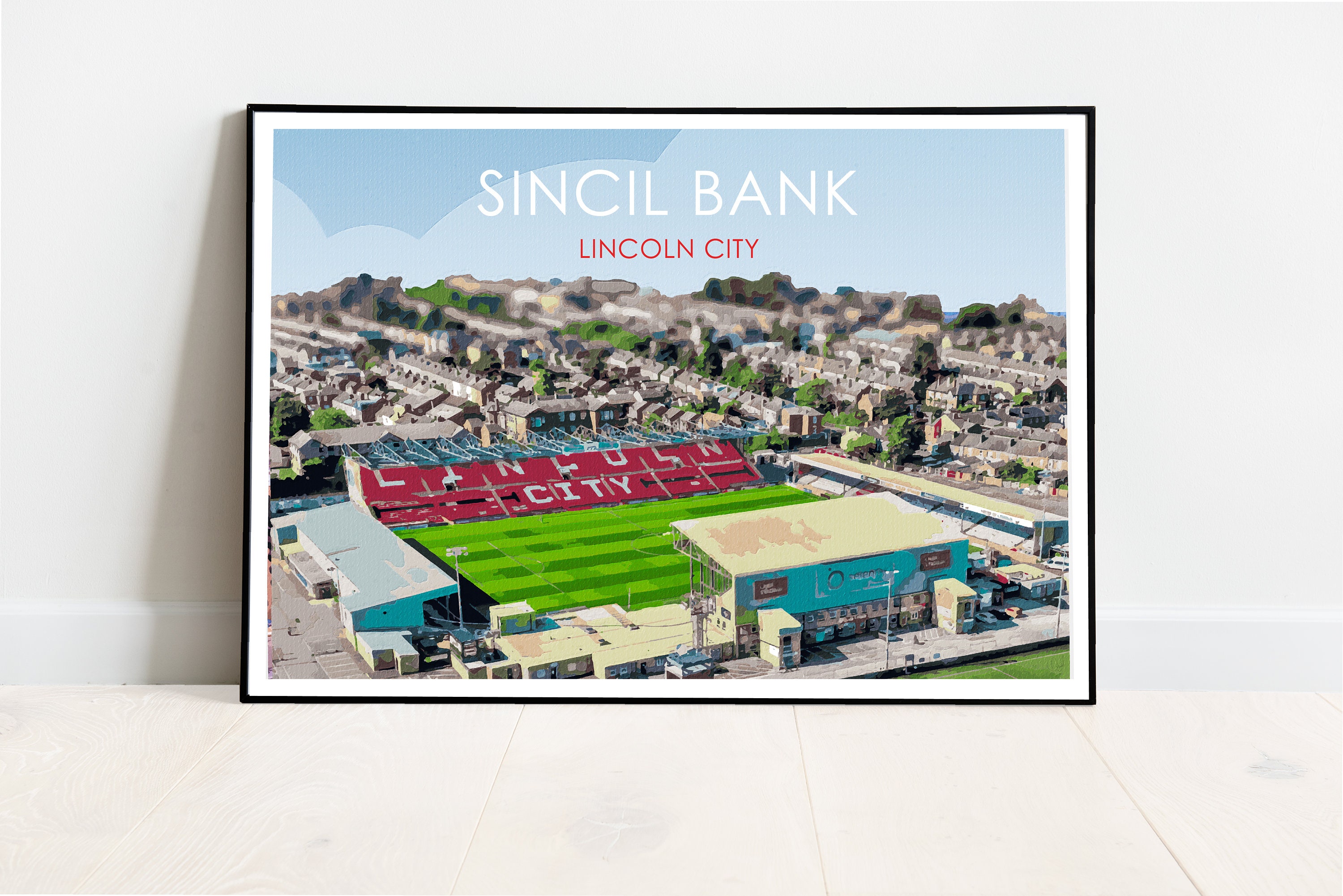 Lincoln City Retro Art Print / Sincil Bank Stadium Art Print / Lincoln ...
