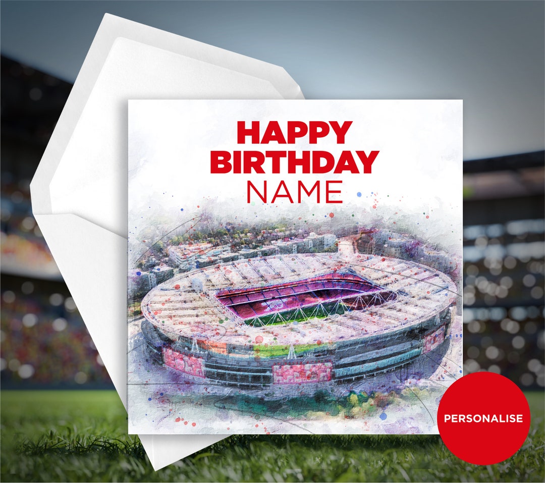 Arsenal Birthday Card - Emirates Stadium Birthday Card - Personalised ...