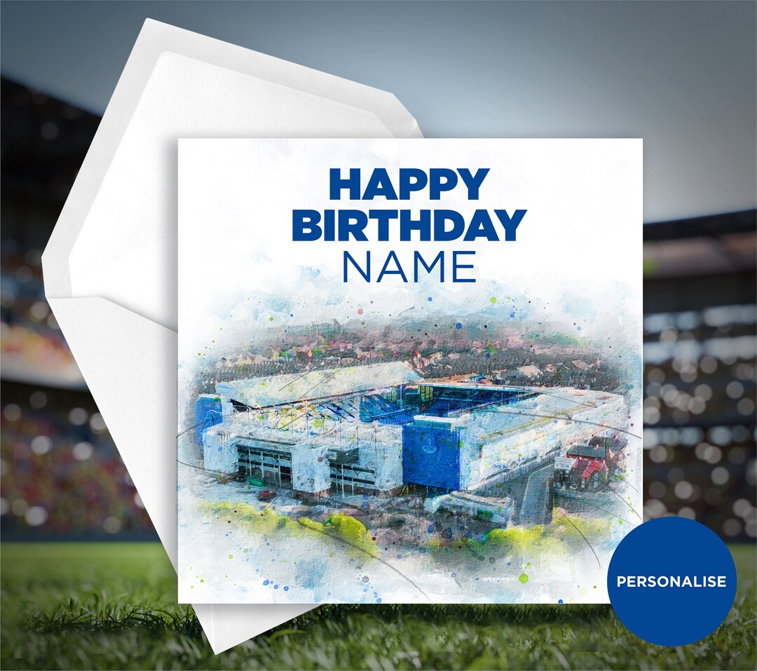 Everton Birthday Card - Goodison Park Birthday Card - Personalised Name ...