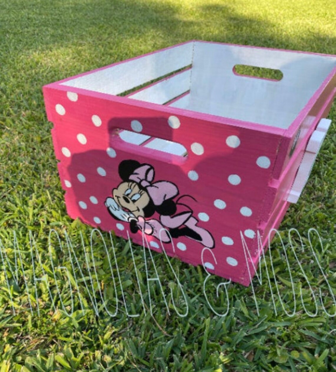 Hand Painted MINNIE MOUSE Kids Crate Toy Box Kids Book | Etsy