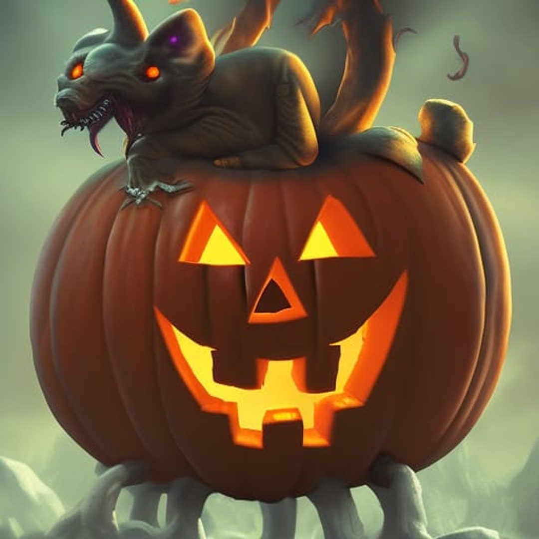 Halloween Digital Art Jack-o-lantern - Etsy