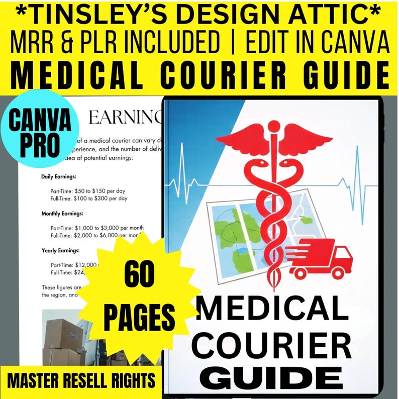 Medical Courier Business Guide | MRR & PLR | 60 Pages | Side Hustle ...