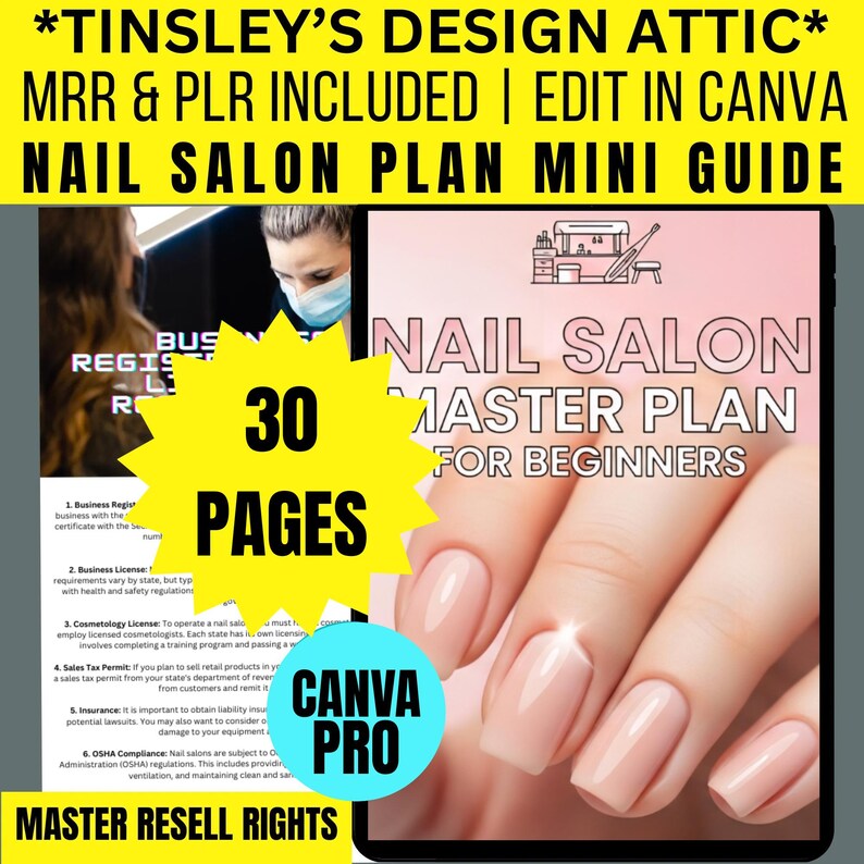 Nail Salon Master Plan for Beginners Mini Guide | 30 Pages | MRR & PLR | Master Resell Rights ...