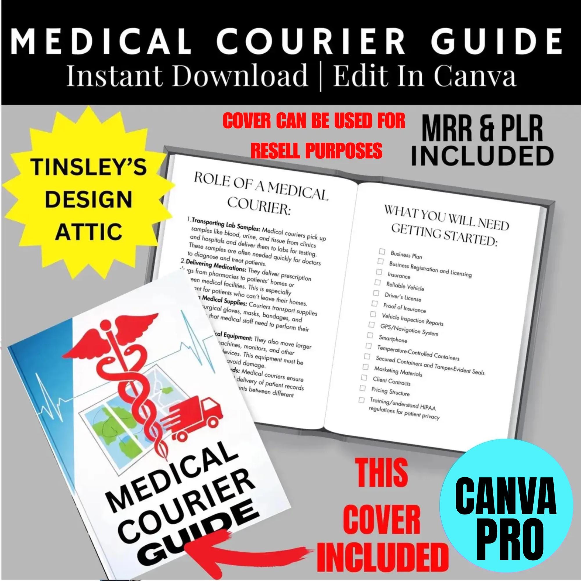 Medical Courier Business Guide | MRR & PLR | 60 Pages | Side Hustle ...