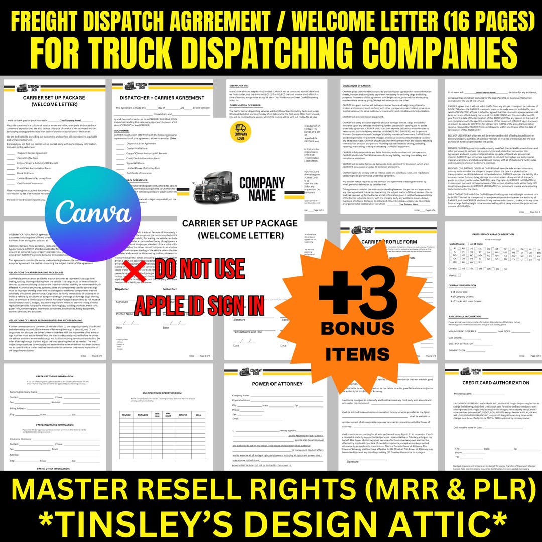 Freight Dispatch Agreement 2025 | Carrier Set up Package Welcome Letter ...