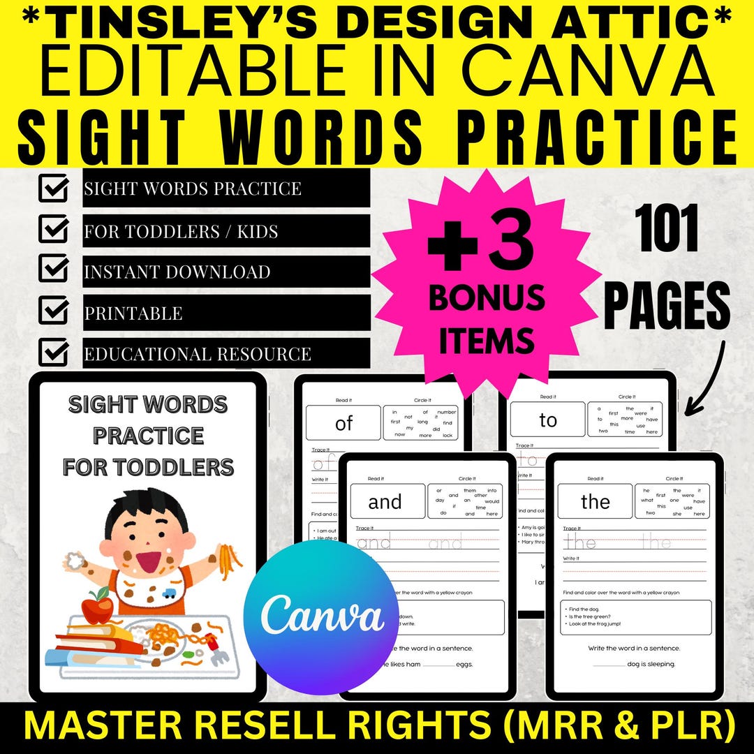 Hands-on Sight Words Workbook | 101 Pages | MRR & PLR | Master Resell ...