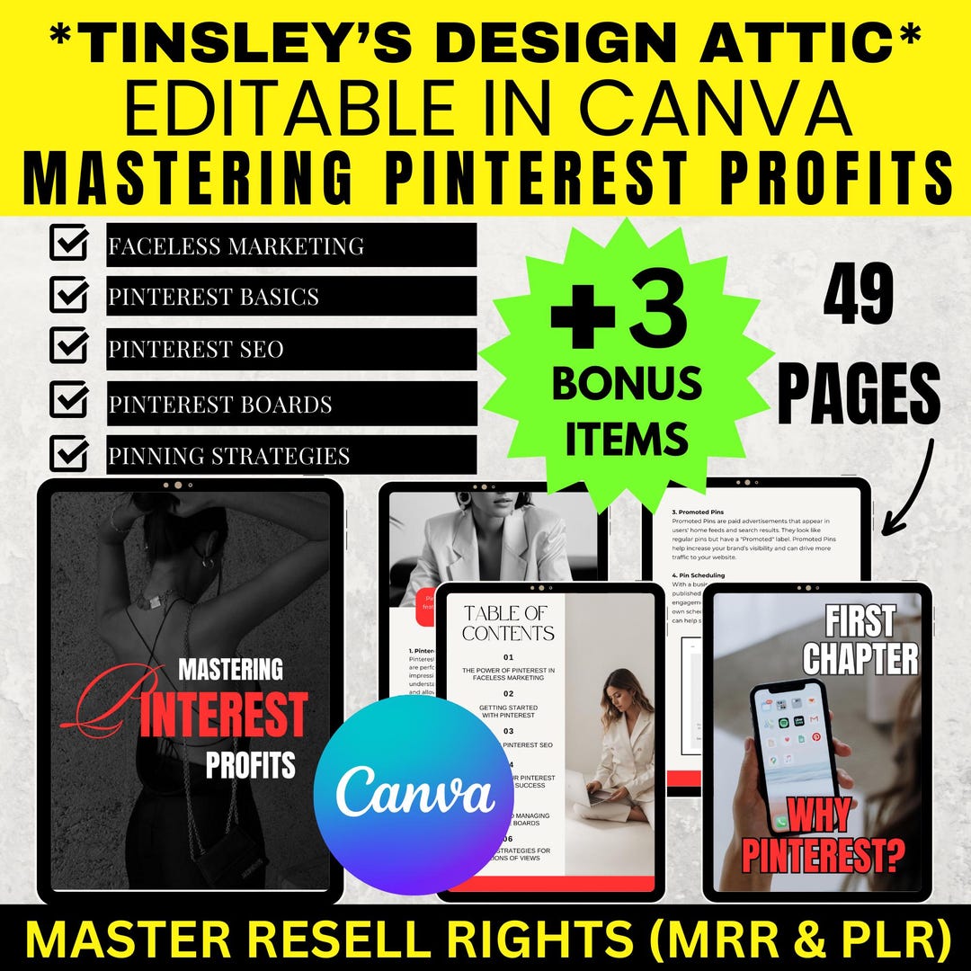 Pinterest Ebook | Monetize Pinterest | MRR & PLR | Master Resell Rights ...