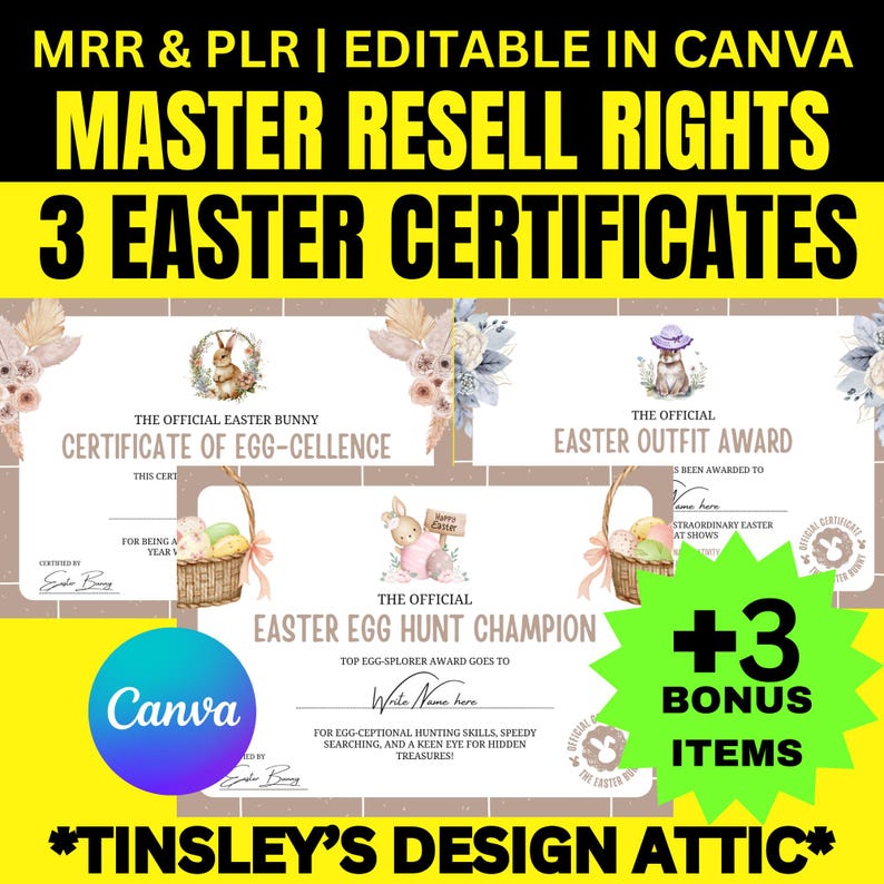Easter Certificates: Egg Hunt, Outfit Award, Egg-cellence (digital ...