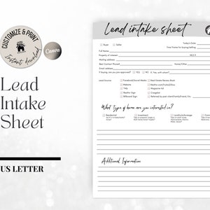 Lead Intake Sheet Real Estate Canva Template Instant - Etsy