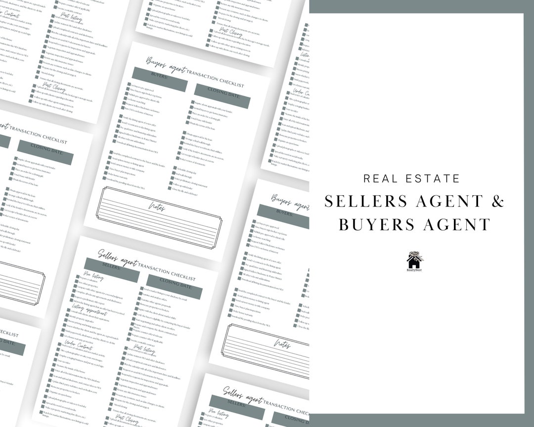 Sellers Agent & Buyers Agent Transaction Checklist Bundle, Sellers ...