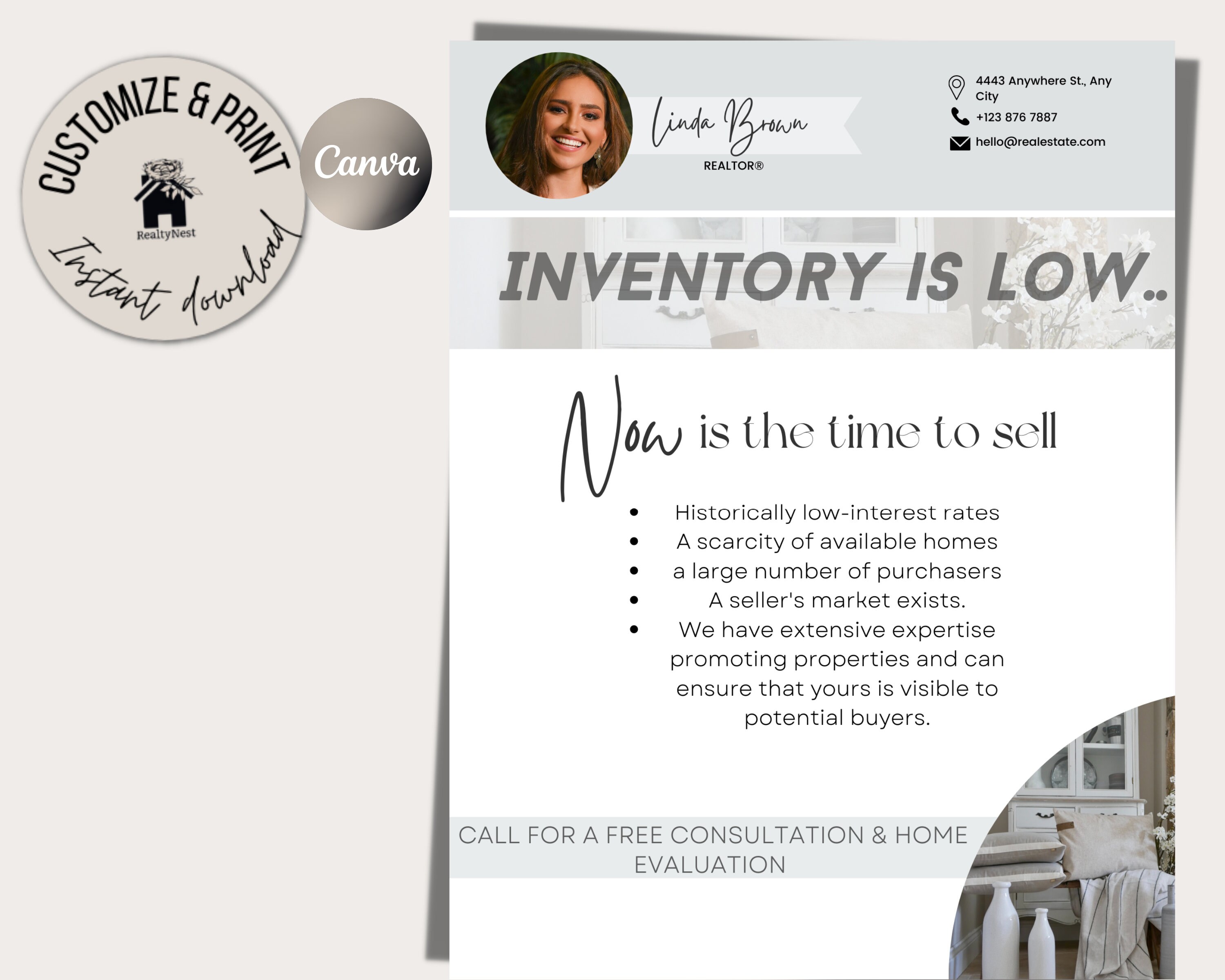 Real Estate Low Inventory Flyer Real Estate Time to Sell - Etsy
