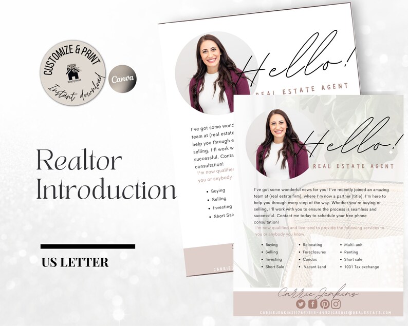 Real Estate New Agent Introduction Letter Flyerfarming - Etsy