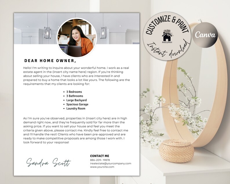 Real Estate Prospect Letter Canva Template Real Estate Agent Editable ...