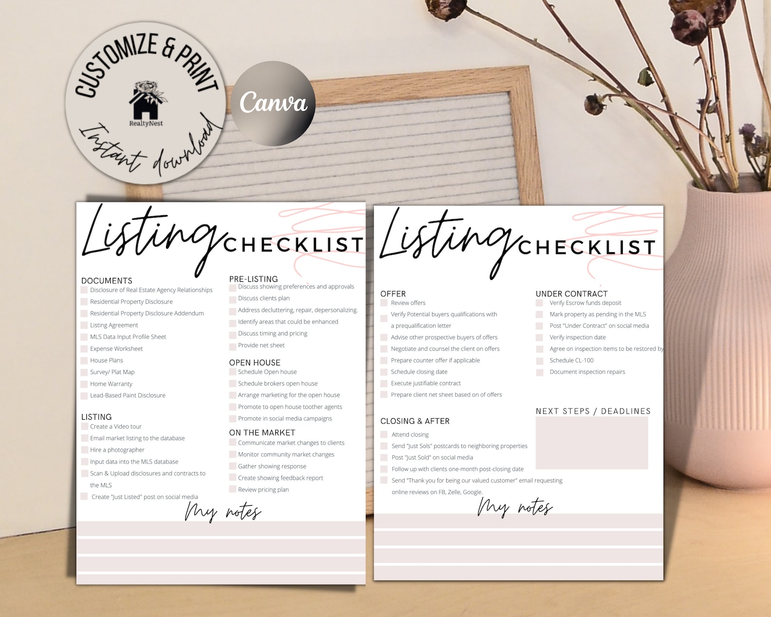 Editable Realtor Listing Checklist Real Estate Transaction - Etsy