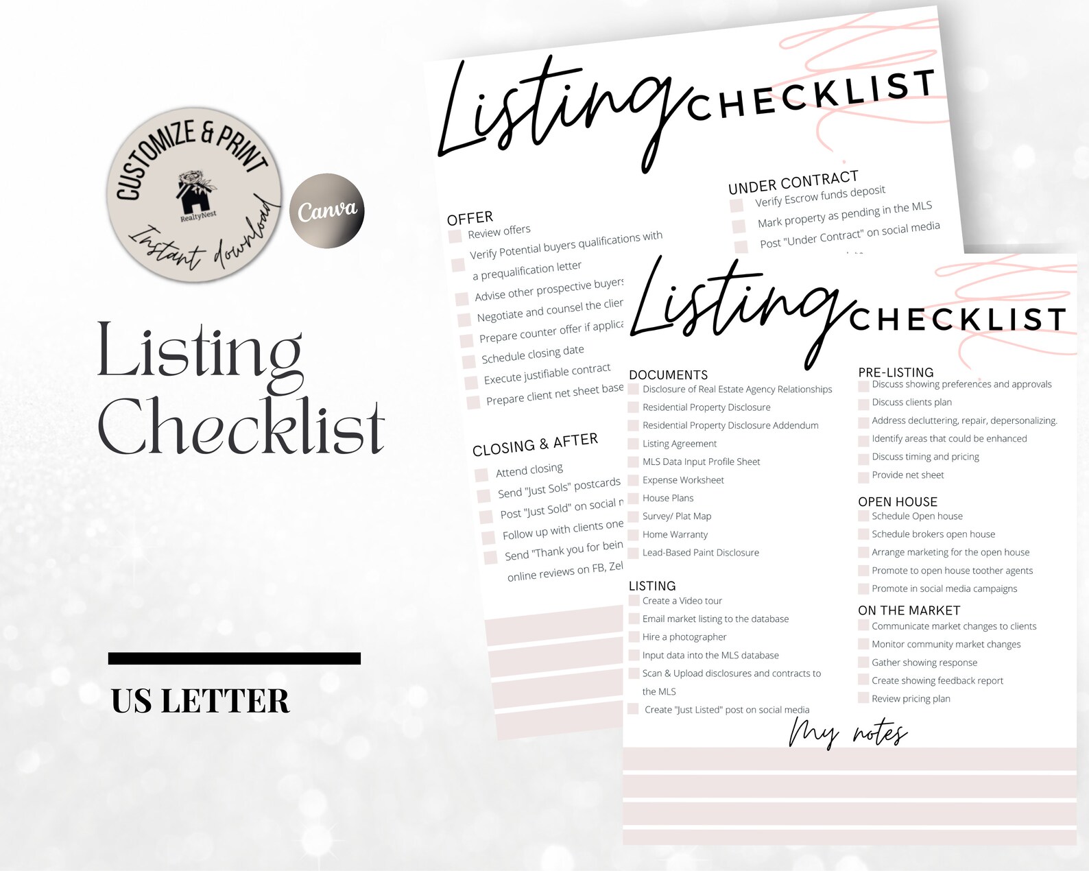 Editable Realtor Listing Checklist Real Estate Transaction - Etsy