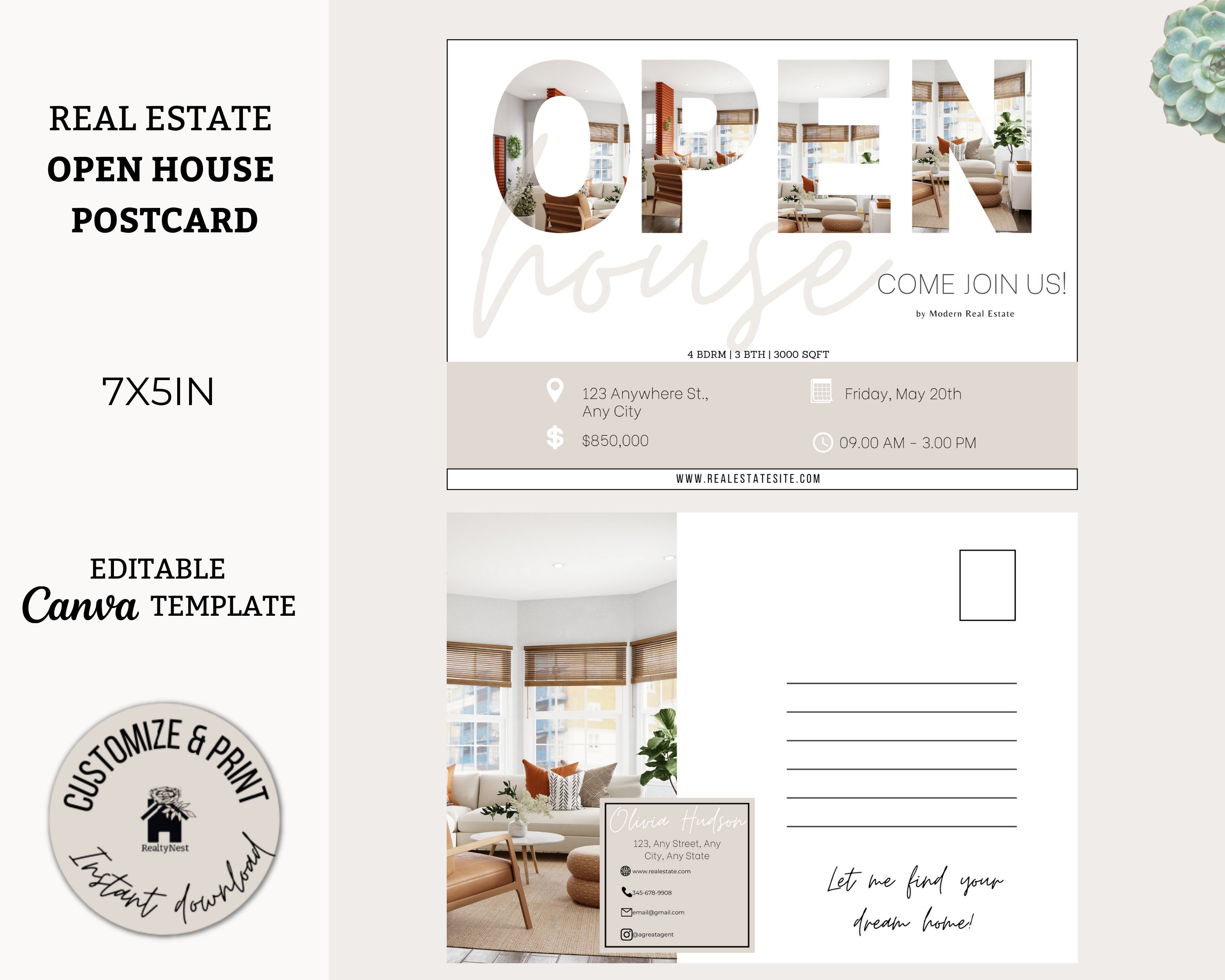 Real Estate Open House Postcard Flyer Just Listed Open House - Etsy