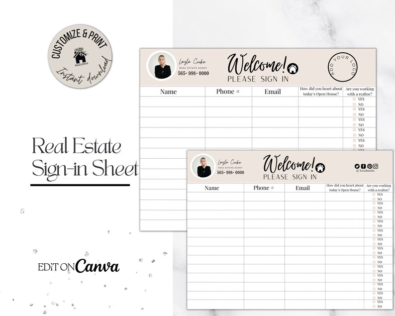 Real Estate Open House Sign-in Sheet Please Sign in Open - Etsy