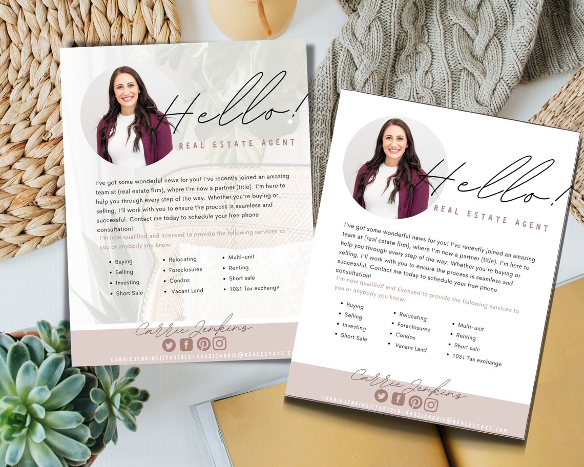 Real Estate New Agent Introduction Letter Flyerfarming | Etsy