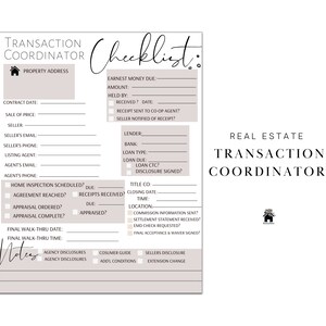 Transaction Coordinator Checklist Canva Template Instant - Etsy