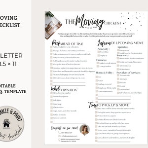 Real Estate Moving Checklist, Realtor Moving Guide, Printable Moving To ...